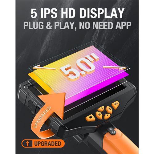 Borescope camera with rotating lens and Split screen HD quality