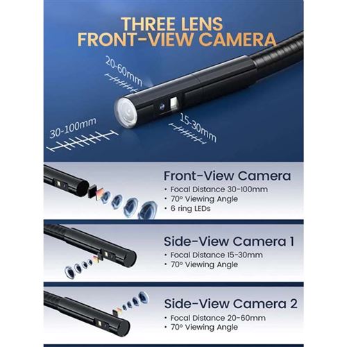Digital Inspection Endoscope with 7.9mm Three Lens Camera Probe